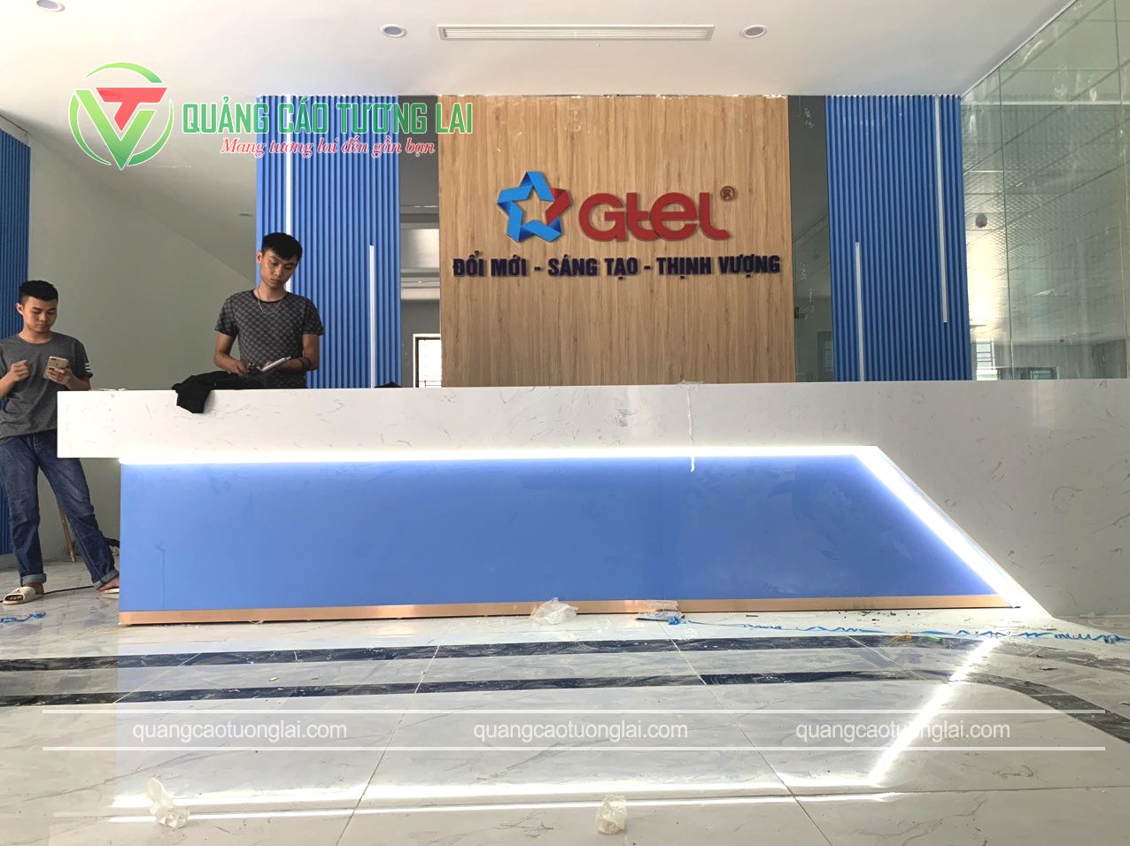 Thiết kế thi công logo chữ nổi phát sáng Gtel - Quảng Cáo Tương Lai